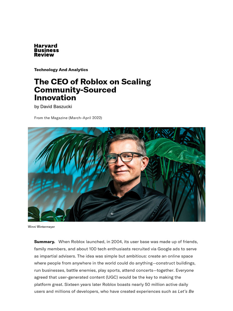 Roblox's CEO on Community Innovation | PDF