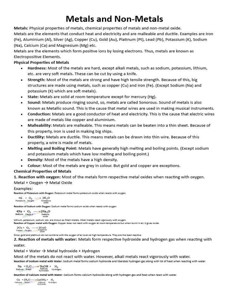 Chapter 3 Metals and NonMetal | PDF | Ion | Chemical Compounds