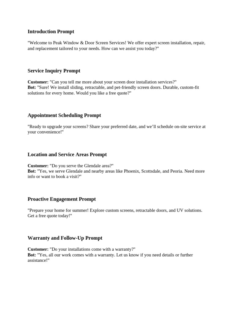 Screen Prompts | PDF