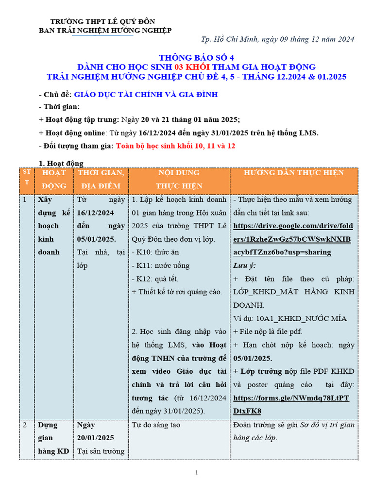 TB4 - TNHN - Tháng 12&1 - 2024 - 2025 | PDF