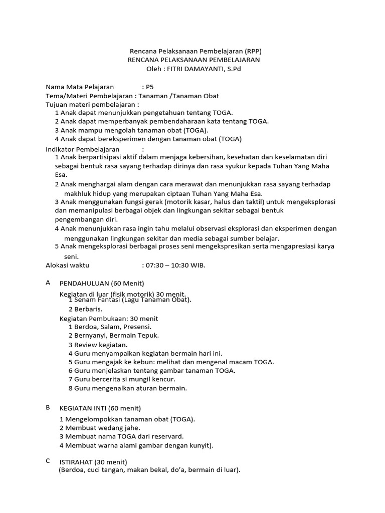 RPP P5 Toga | PDF