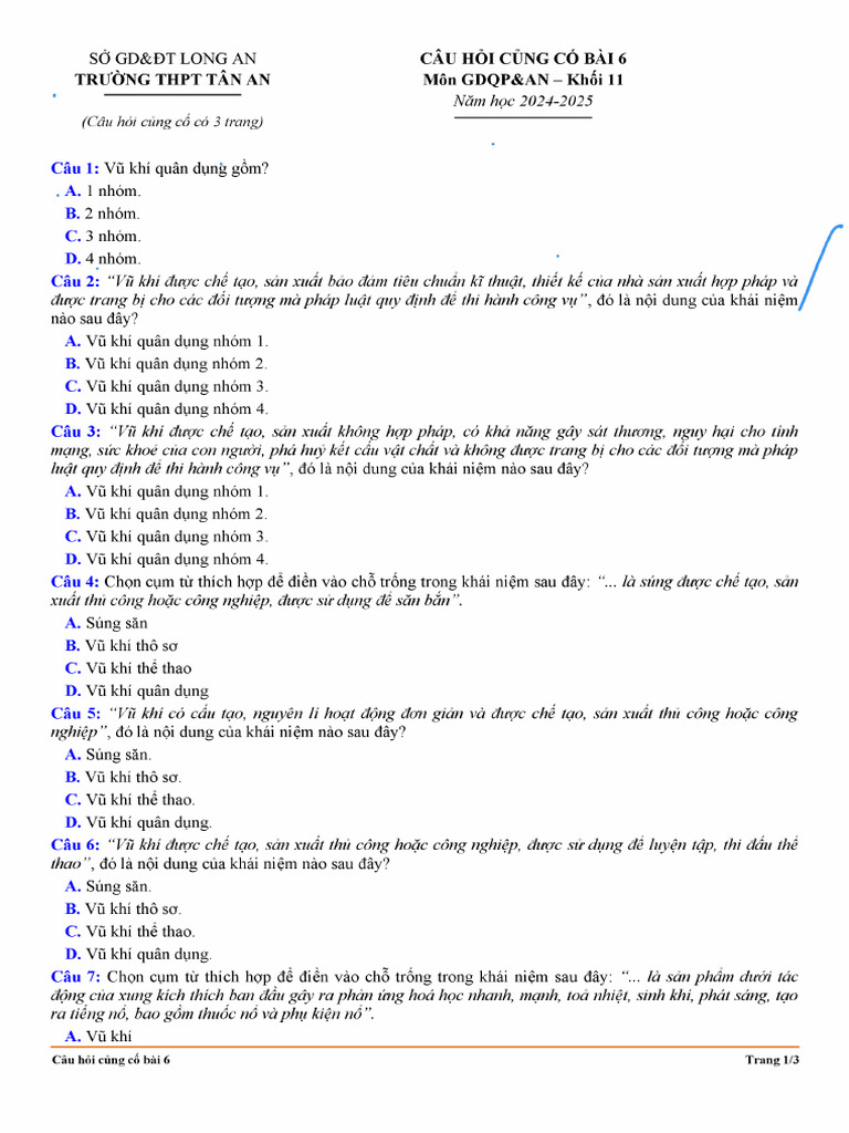 Câu hỏi củng cố bài 6 (1)_241211_123523 | PDF