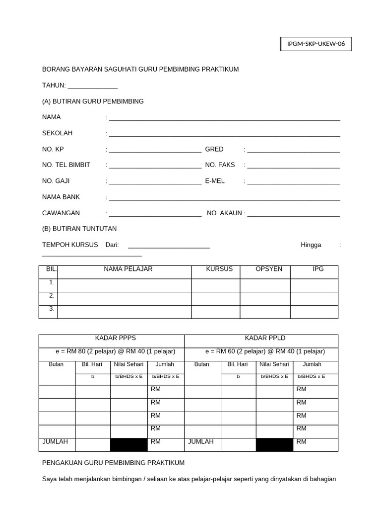 Borang Saguhati Guru Pembimbing | PDF