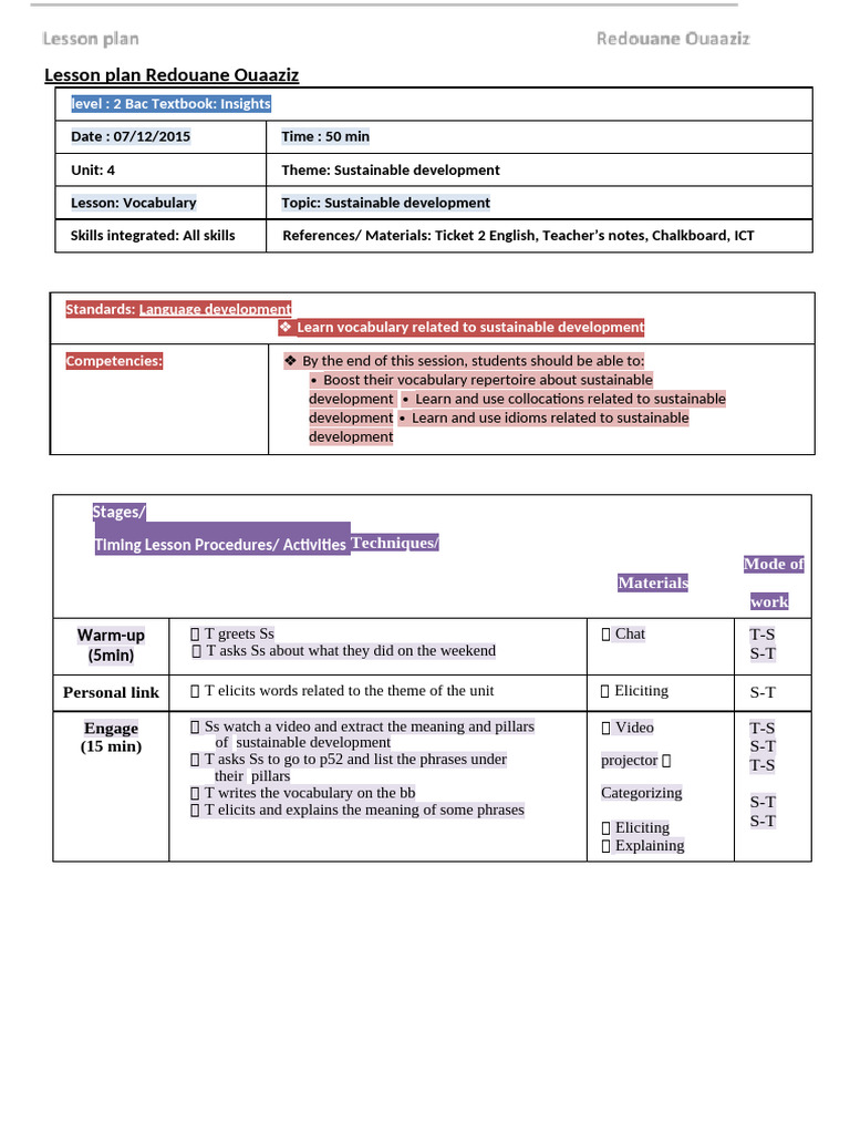2 Bac Sustainable Development Vocabulary | PDF | Vocabulary ...