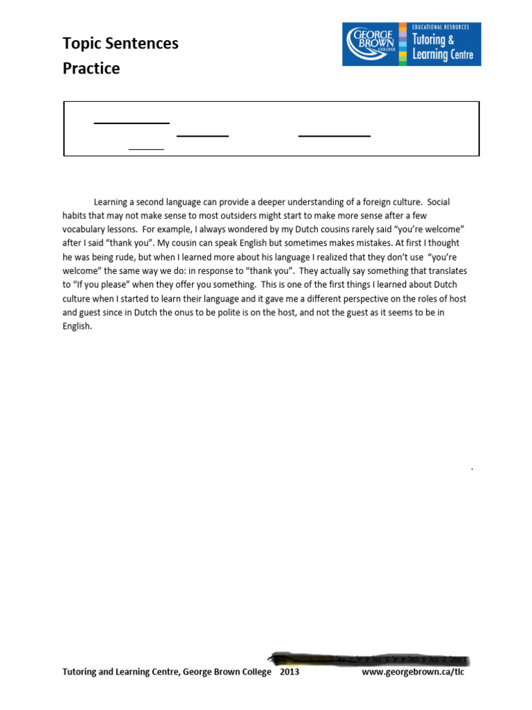 Topic Sentences Practice | PDF | Human Communication