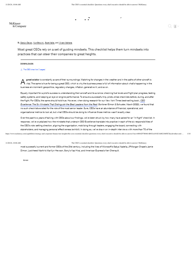 The CEO's Essential Checklist - Questions Every Chief Executive Should ...