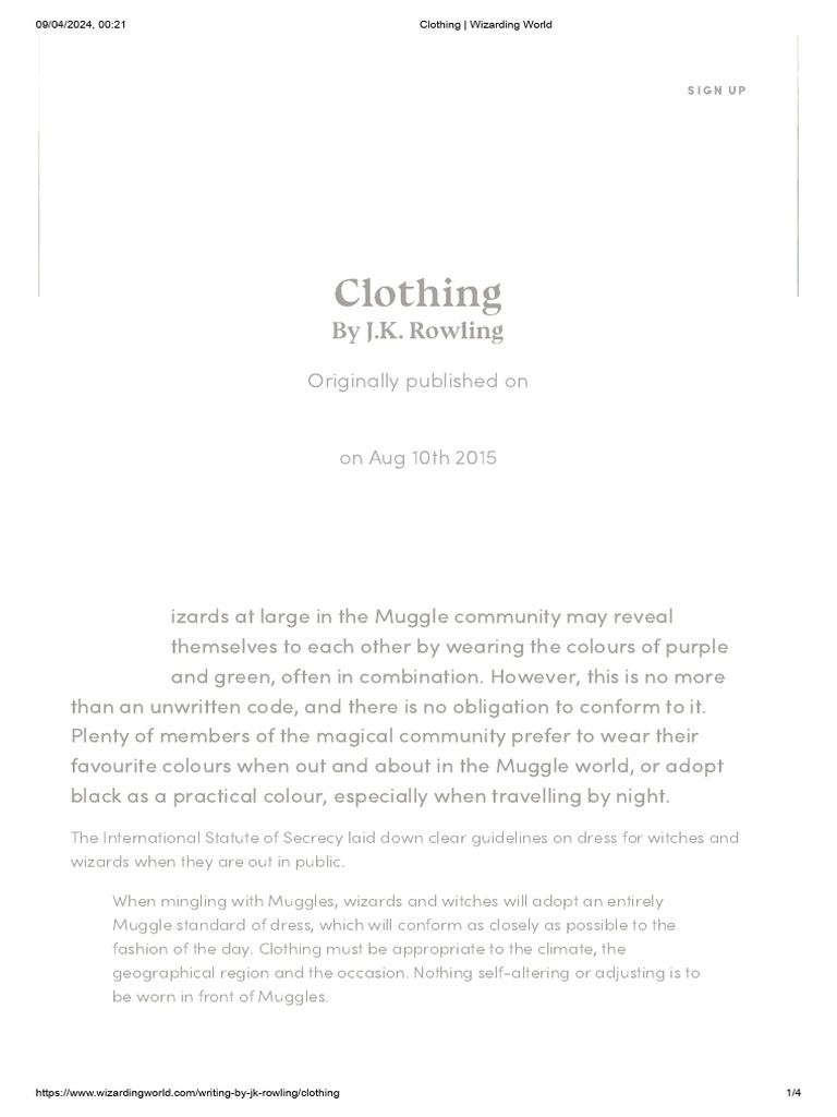 Wizarding World Clothing Guidelines | PDF | Clothing | Harry Potter