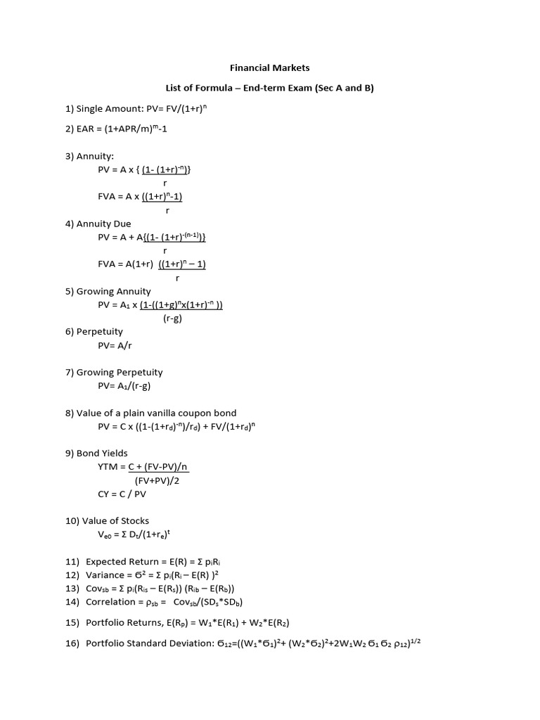 Formula Sheetfinal 2024 | PDF