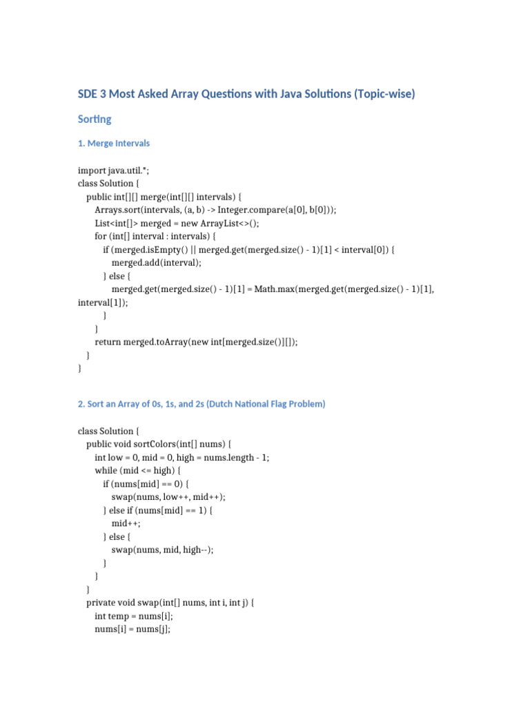 SDE3_Array_Questions_With_Solutions | PDF | Algorithms And Data Structures | Computer Programming