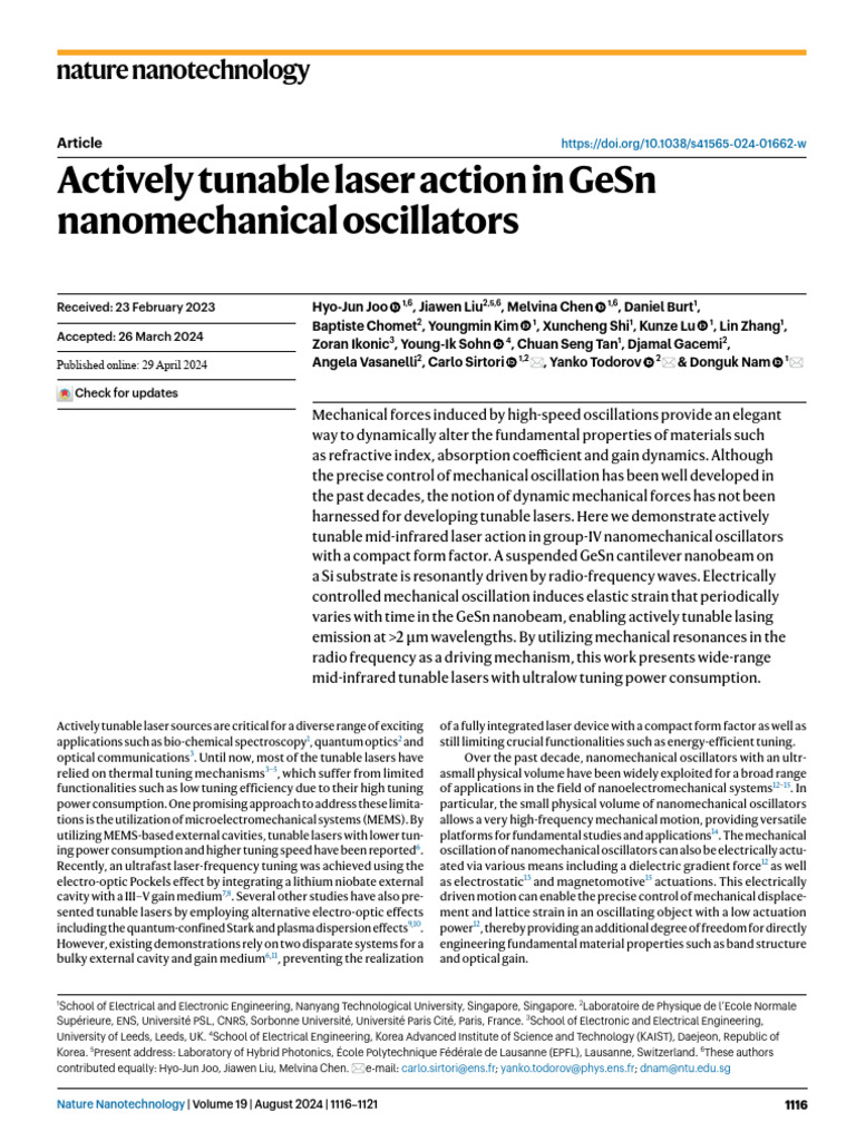 01 Joo - Actively Tunable Laser Action in GeSn Nanomechanical ...