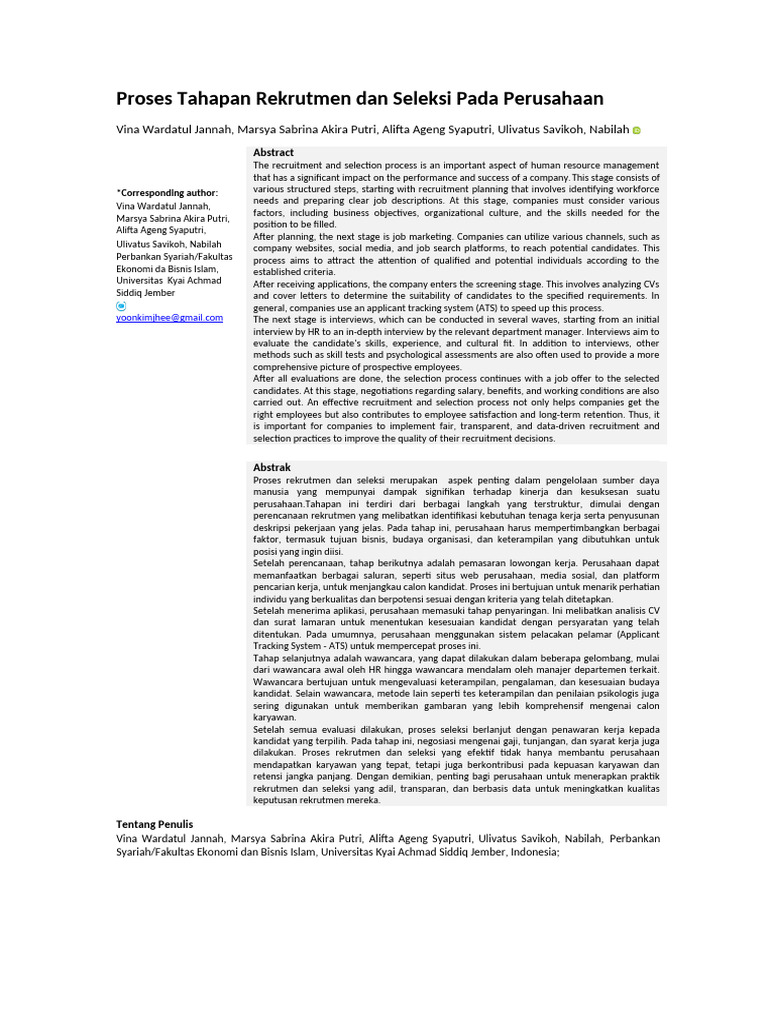 Proses Tahapan Rekrutmen Dan Seleksi Pada Perusahaan | PDF