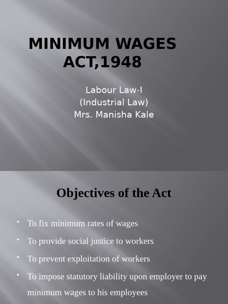 Minimum Wages Act, 1948 | PDF | Cost Of Living | Wage