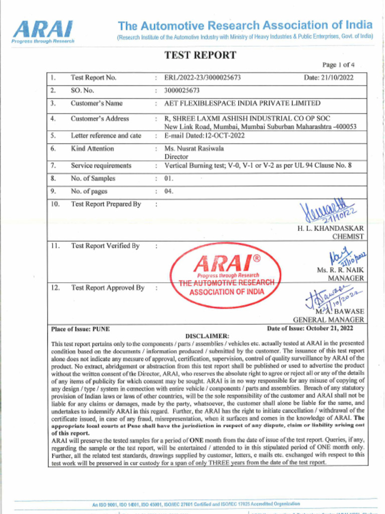 SO 25673 Test Report | PDF