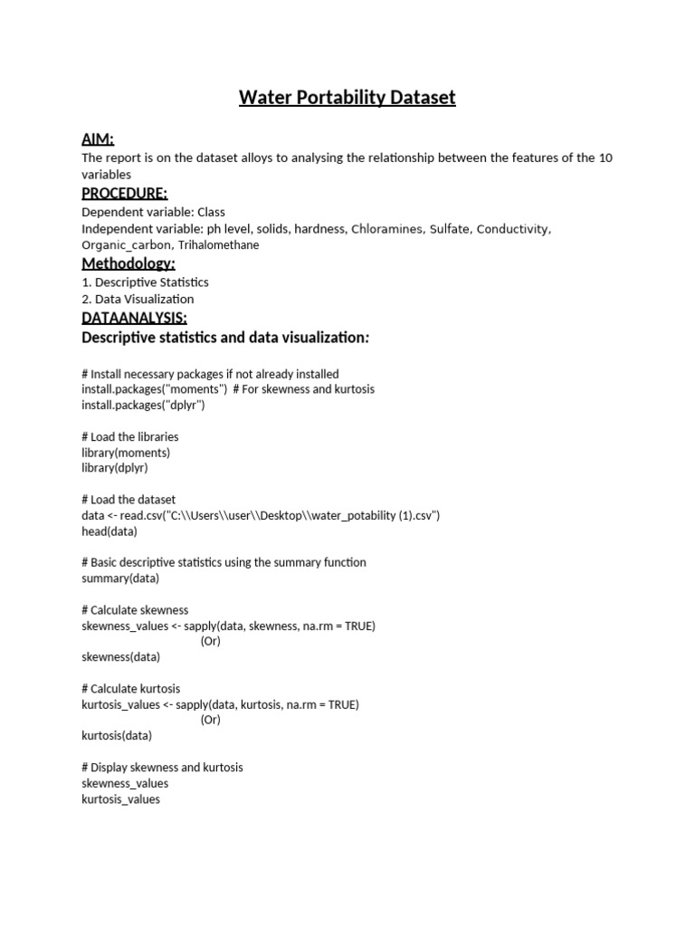 Water Quality Data Analysis | PDF | Descriptive Statistics ...