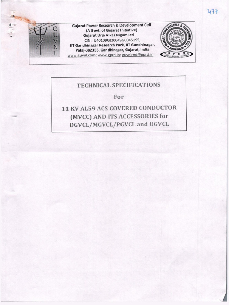 Tech Specs Drawing of 11 KV AL59 ACS Conductor | PDF