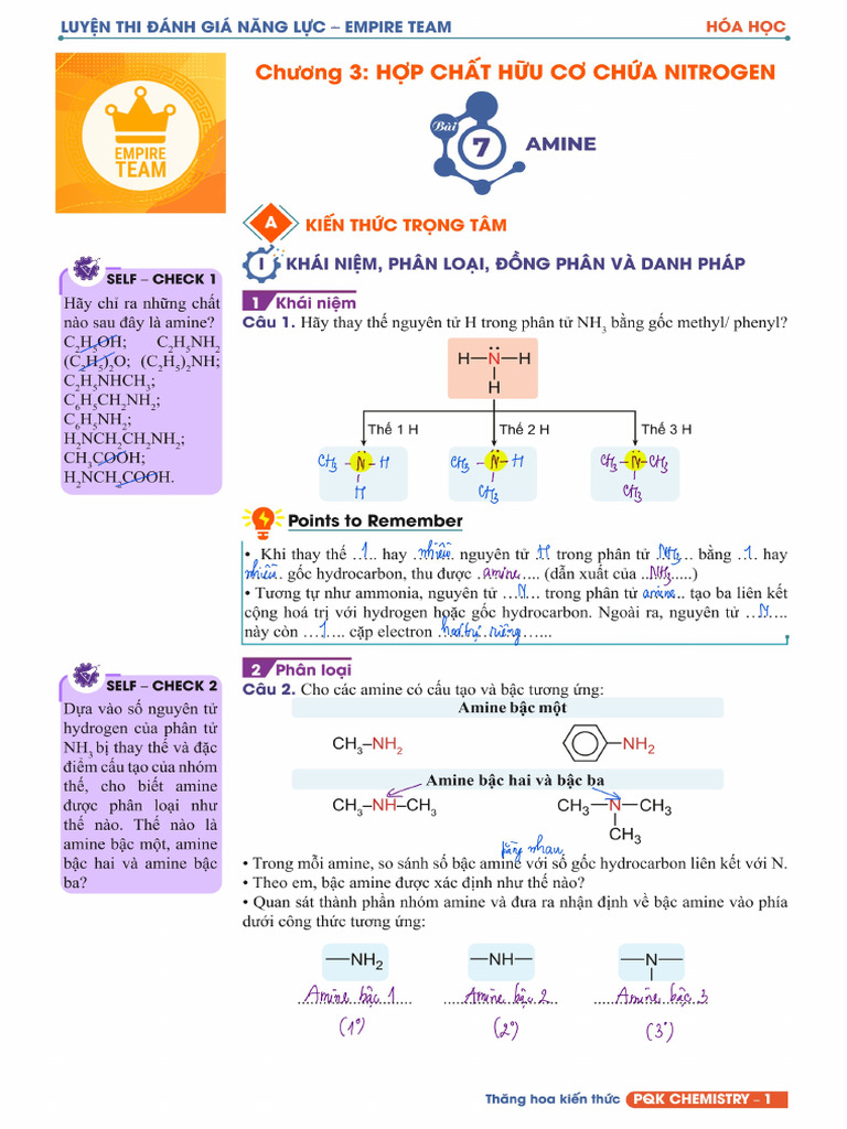 1 Amine-bản Chép Tay Gv Khoá 1 | PDF