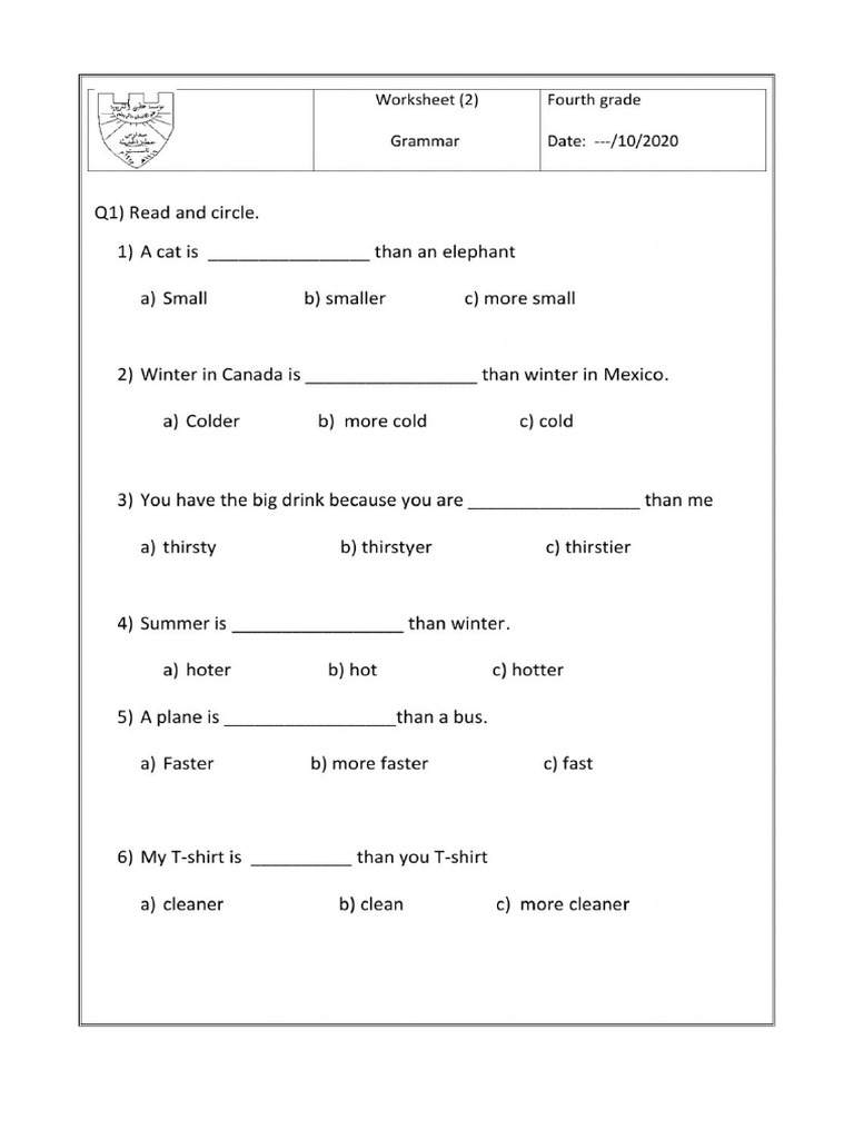 Comparative Exercise Choose | PDF