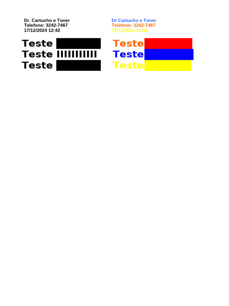 Teste Oficial Preto e Colorido | PDF