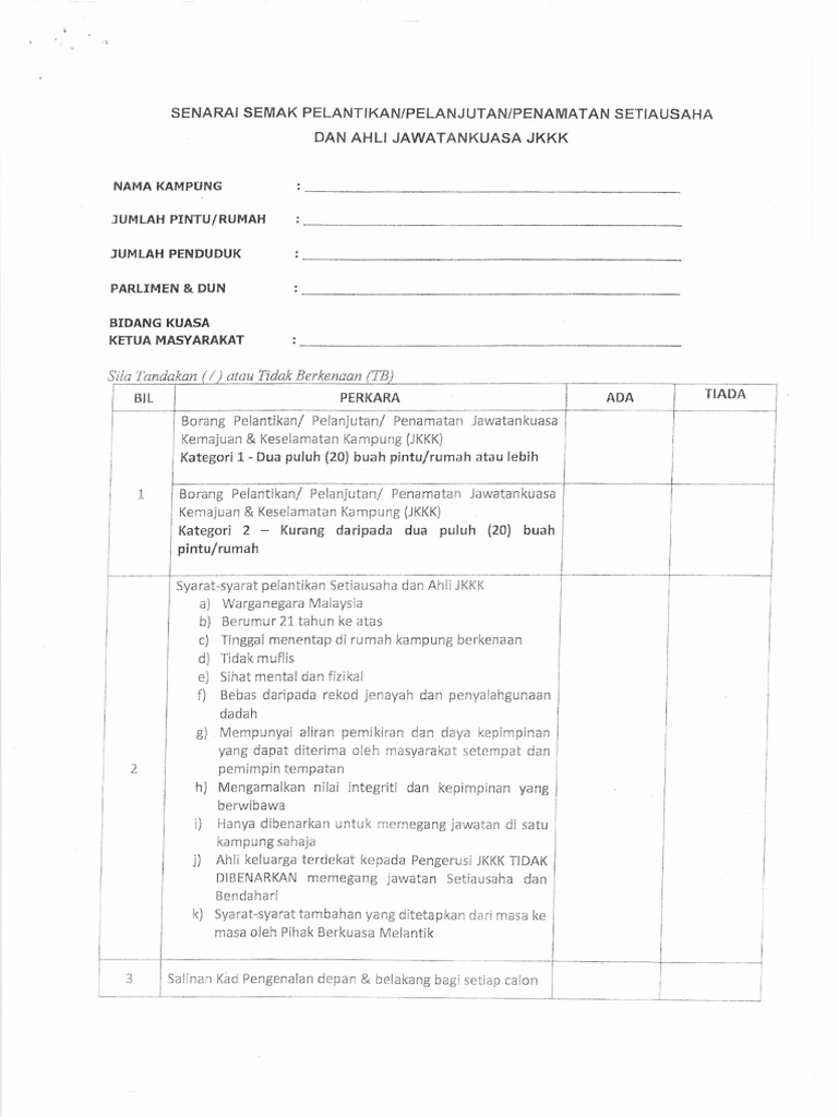 Borang Jkkk Bersama Lampiran d 2023-1 | PDF