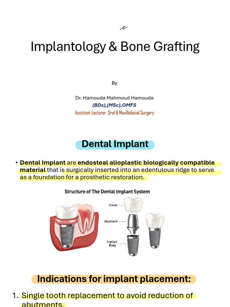 Implantology & Bone Grafting | PDF | Dental Implant | Dentistry Branches