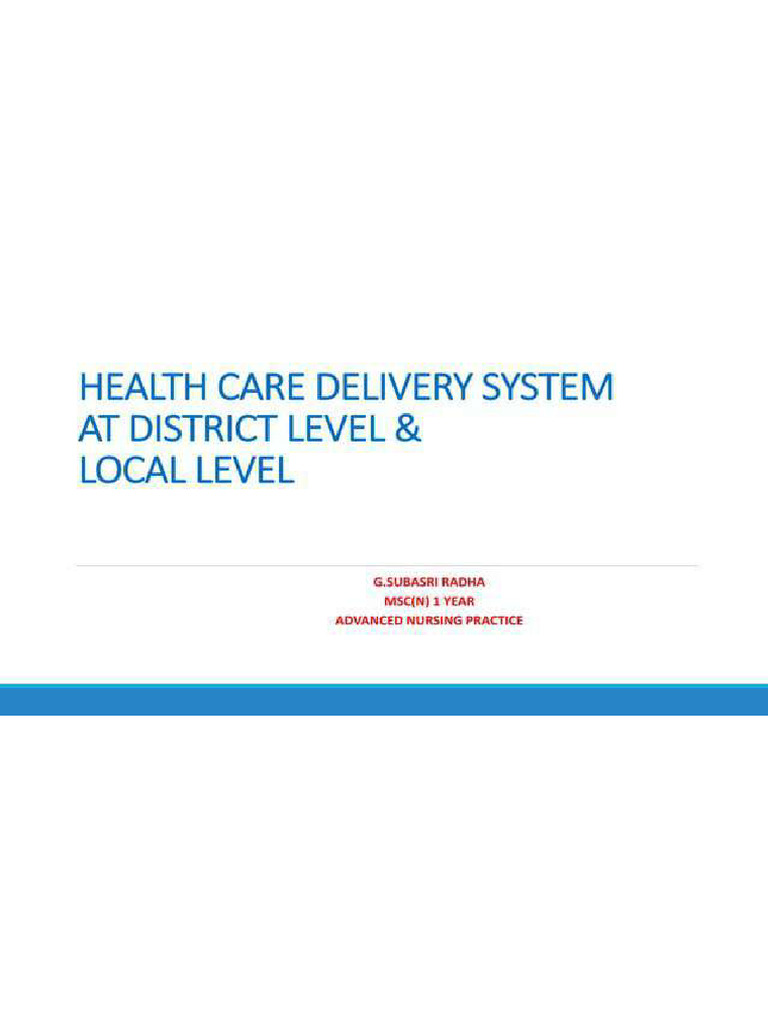 Health Care Delivery System at District Level PPTX 1 638 | PDF
