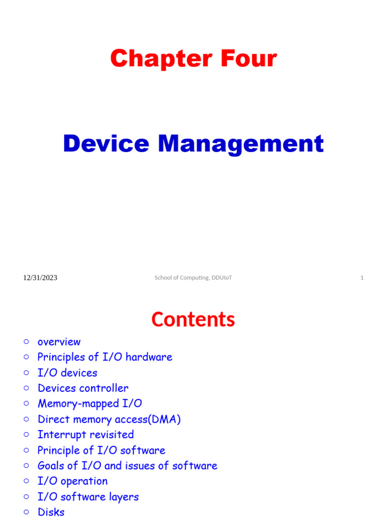Chapter 4 Device Management | PDF | Input/Output | Operating System