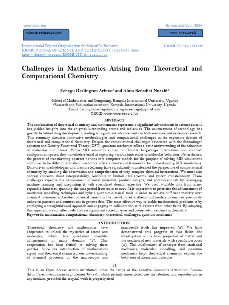 Challenges in Mathematics Arising from Theoretical and Computational ...