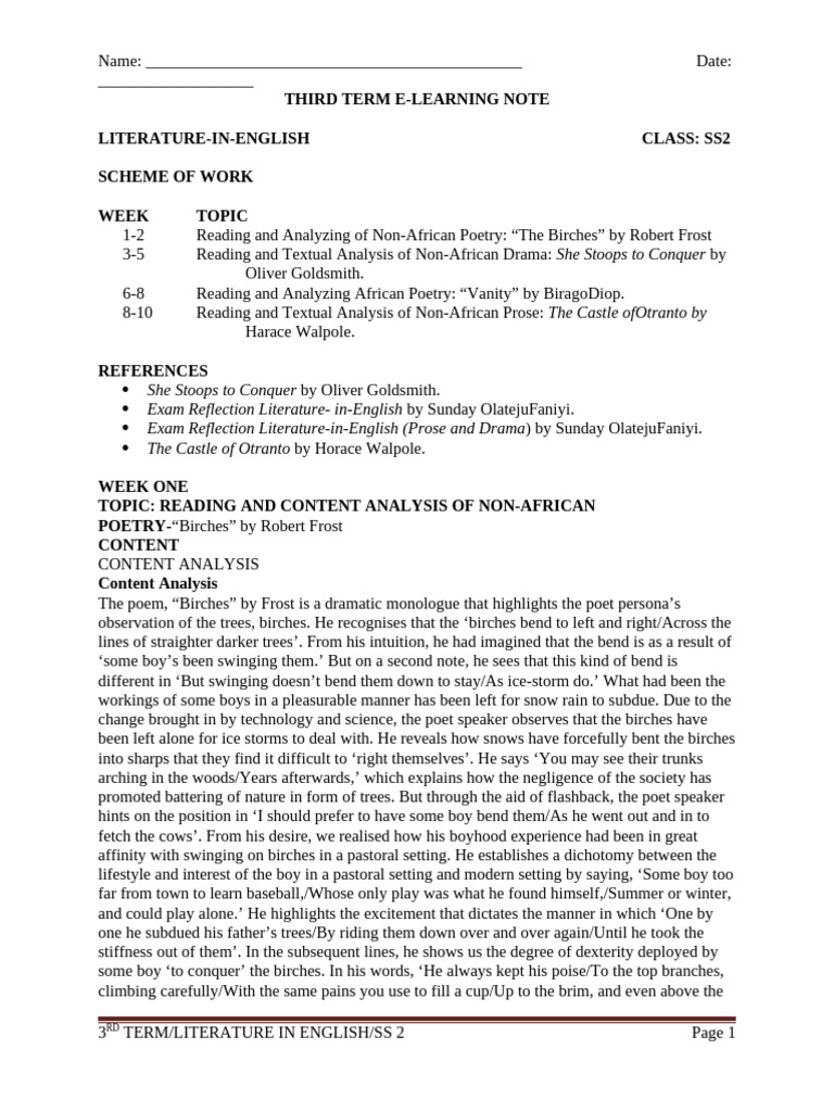 3RD TERM S2 LITERATURE-IN-ENGLISH | PDF