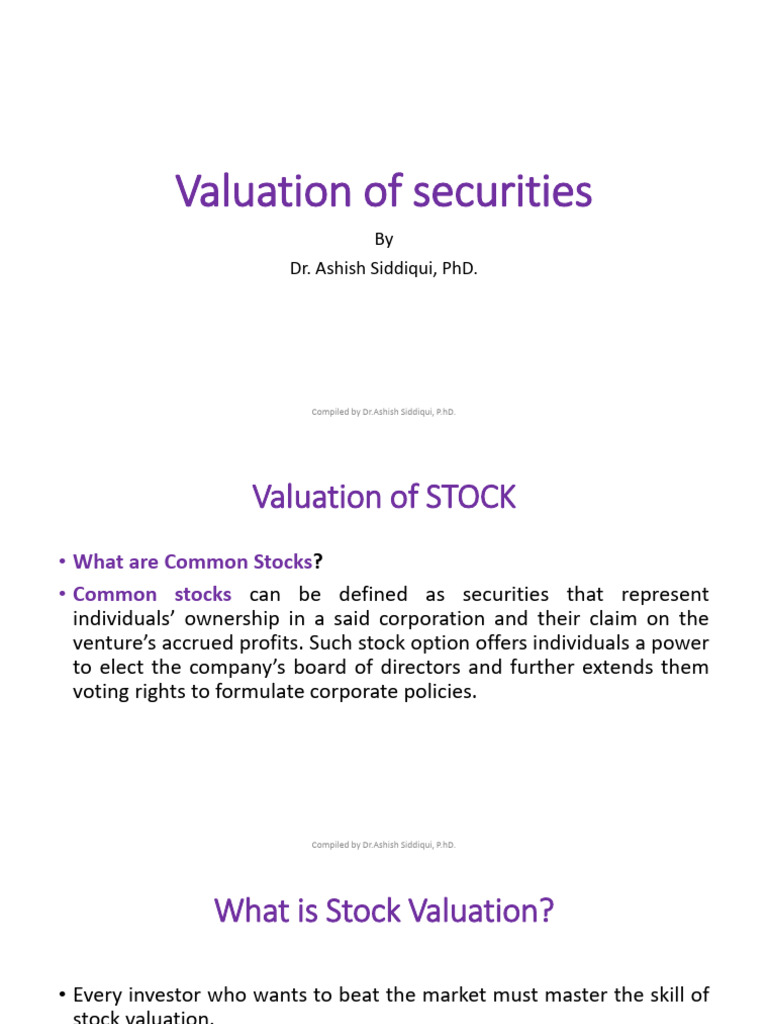 Stock Valuation Techniques Explained | PDF | Price–Earnings Ratio ...