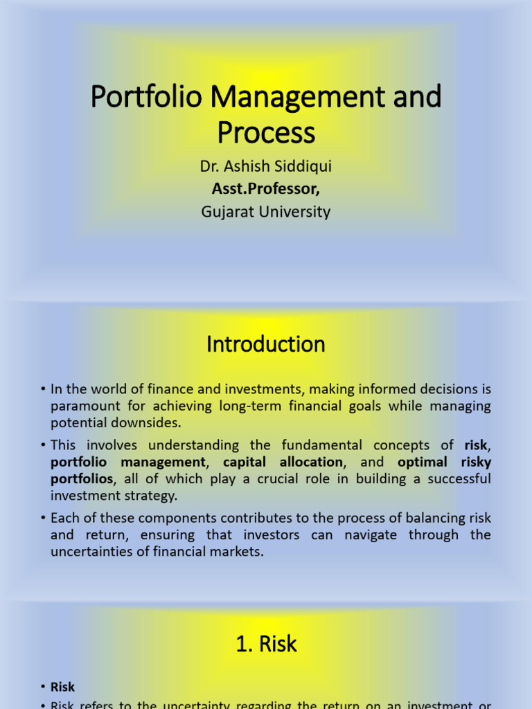Portfolio Management Process 1 Pdf Financial Risk Modern