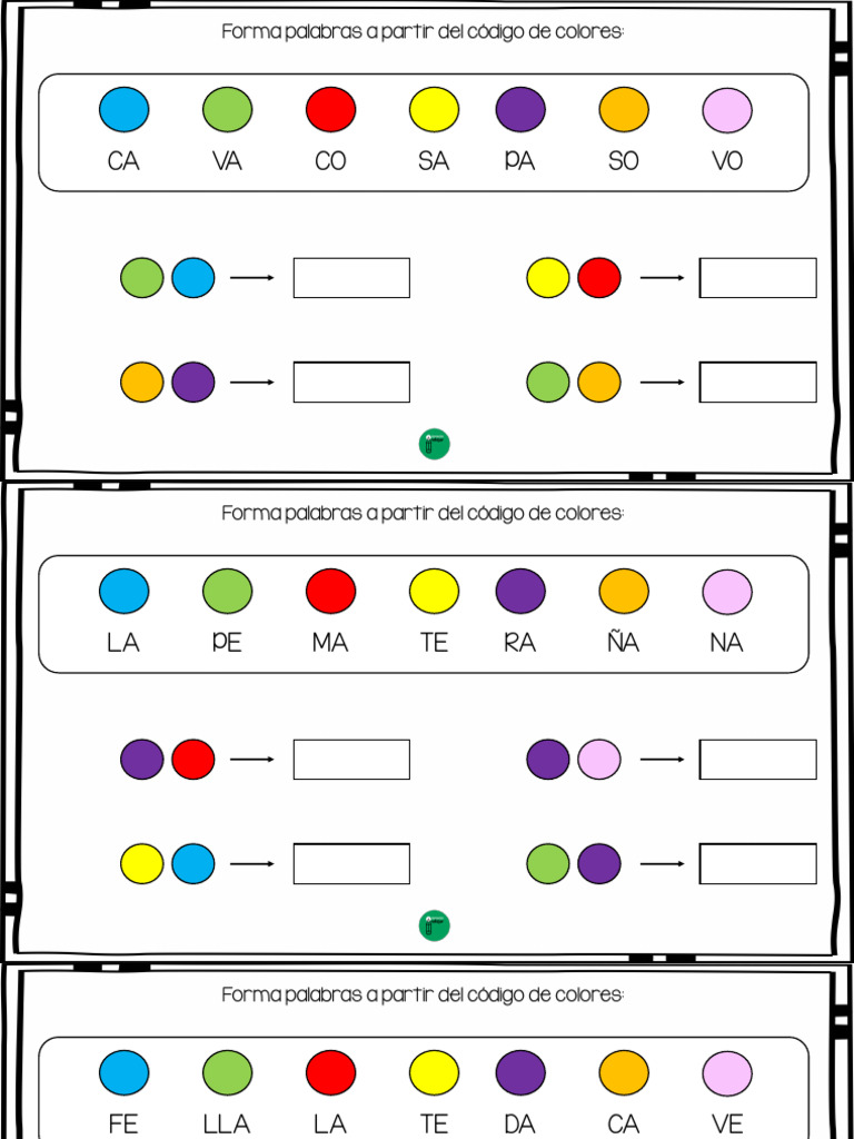 Palabras Por Silabas Codigos de Colores | PDF