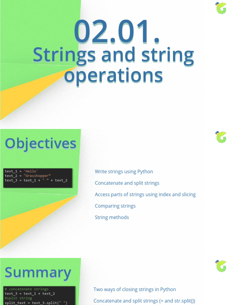 02.01 Strings and String Operations | PDF