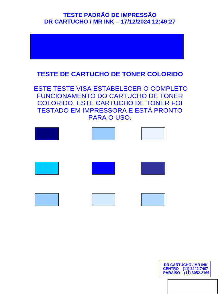 Teste Azul Para Impressora Laser | PDF