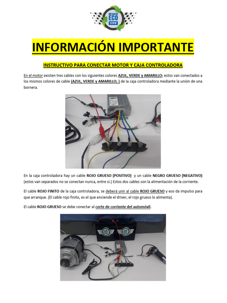 Como conectar el motor controladora y puño 2023 | PDF