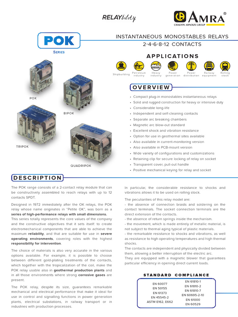 Datasheet AMRAN POK | PDF | Relay | Alternating Current