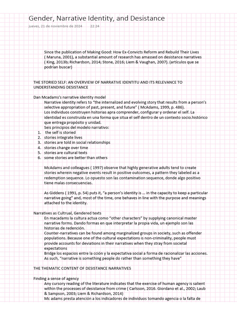 Gender, Narrative Identity, and Desistance | PDF | Group Processes ...