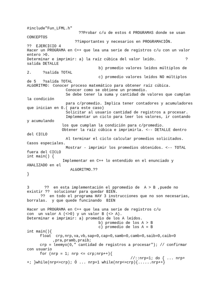 Ejercicios C++ 2 (1) | PDF | C ++ | Algoritmos