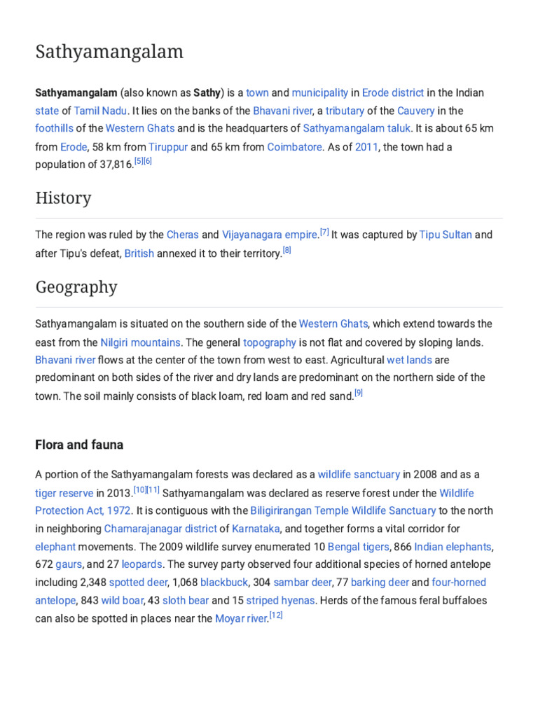 Sathyamangalam - Wikipedia | PDF