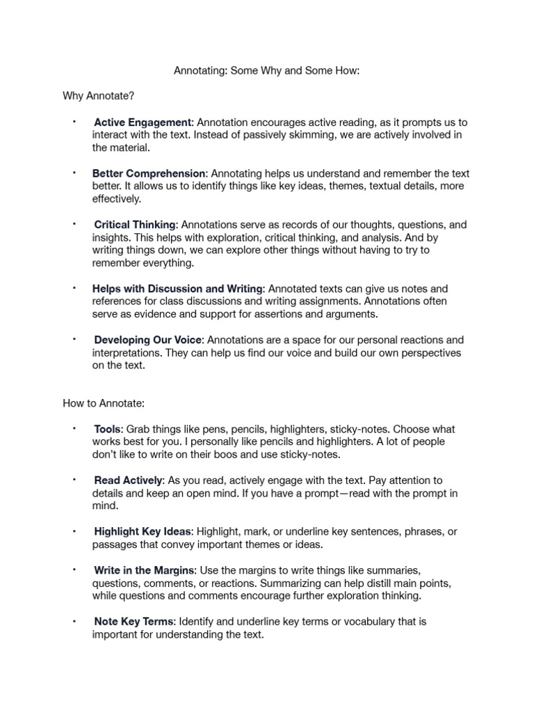 Annotating +a+Simple+Guide+for+Why+and+How + | PDF | Annotation | Reading Comprehension