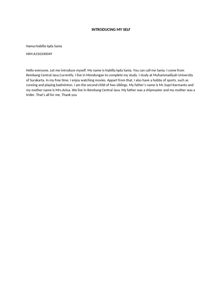 Introducing My Self | PDF