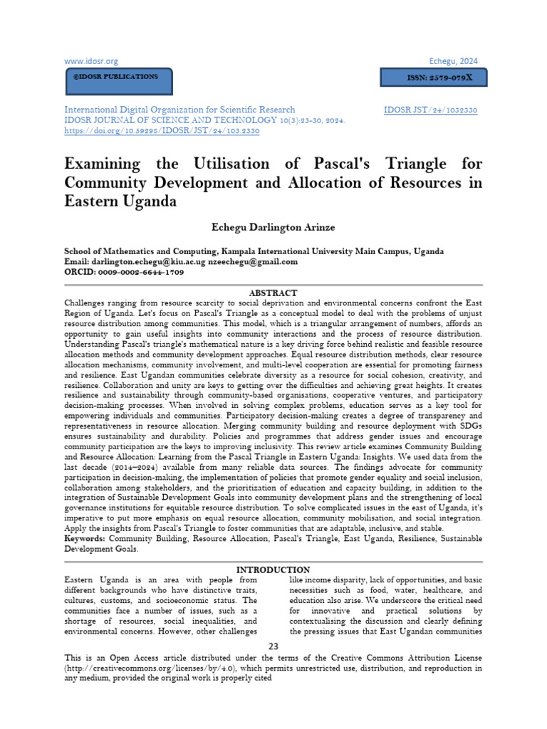 Examining The Utilisation of Pascal's Triangle For Community ...