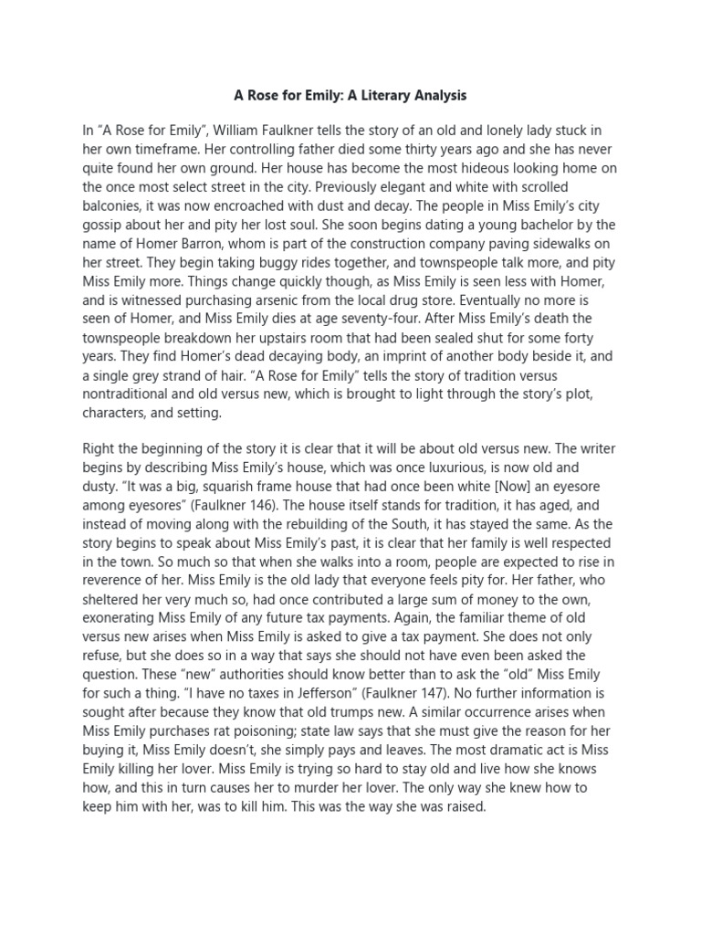 Literary Analysis of "A Rose for Emily" | PDF