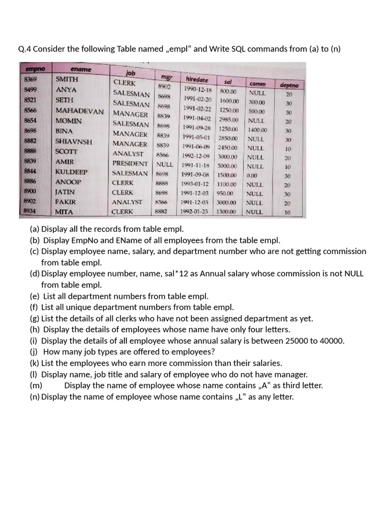 SQL Question | PDF