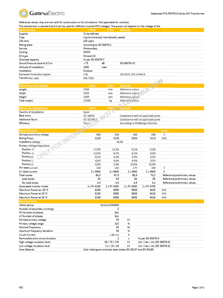 MV Transformer - Datasheet | PDF | Transformer | Electronics