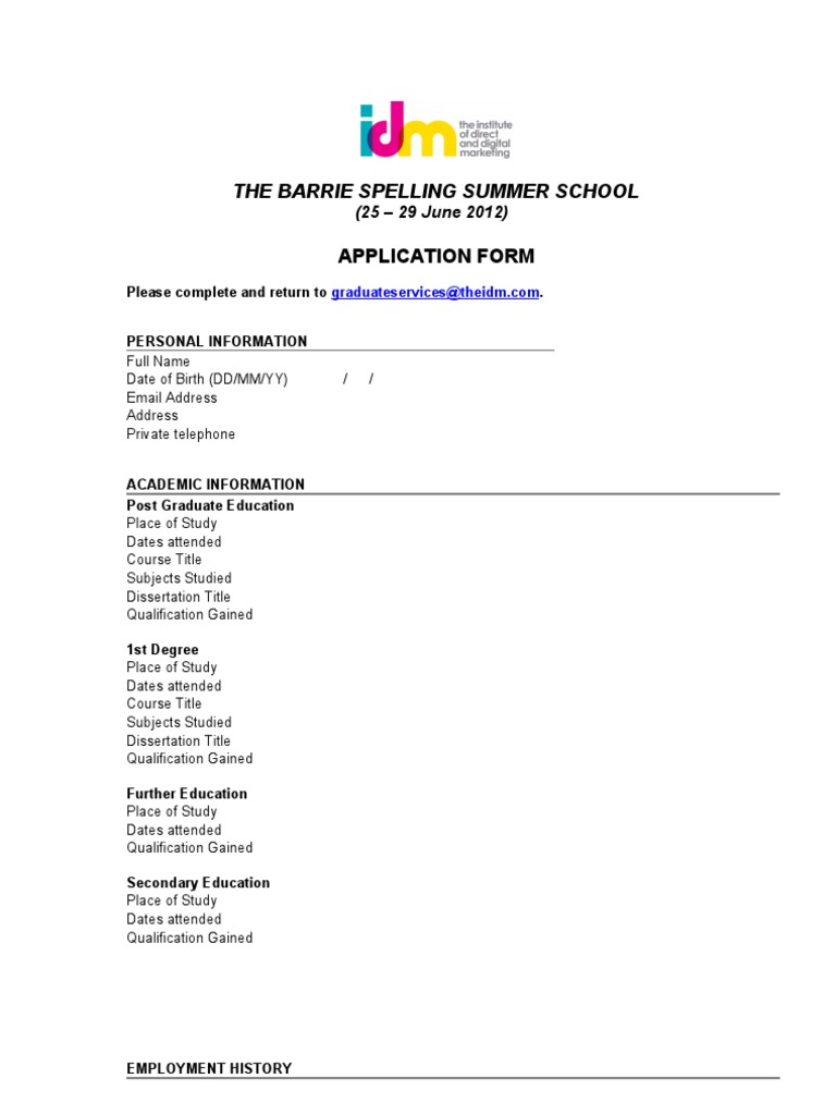 Fast Track Application Form | PDF