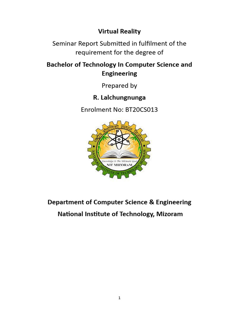 Bt20cs013 Report | PDF | Virtual Reality | Perception