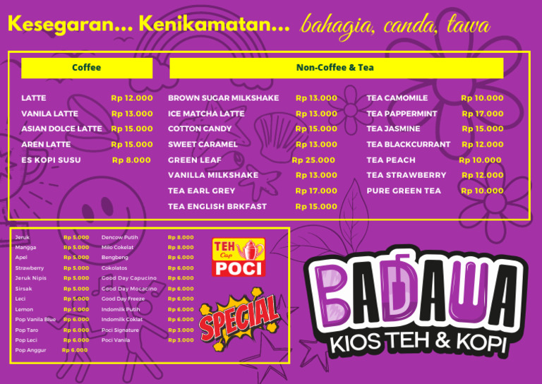 Print Menu Badawa | PDF