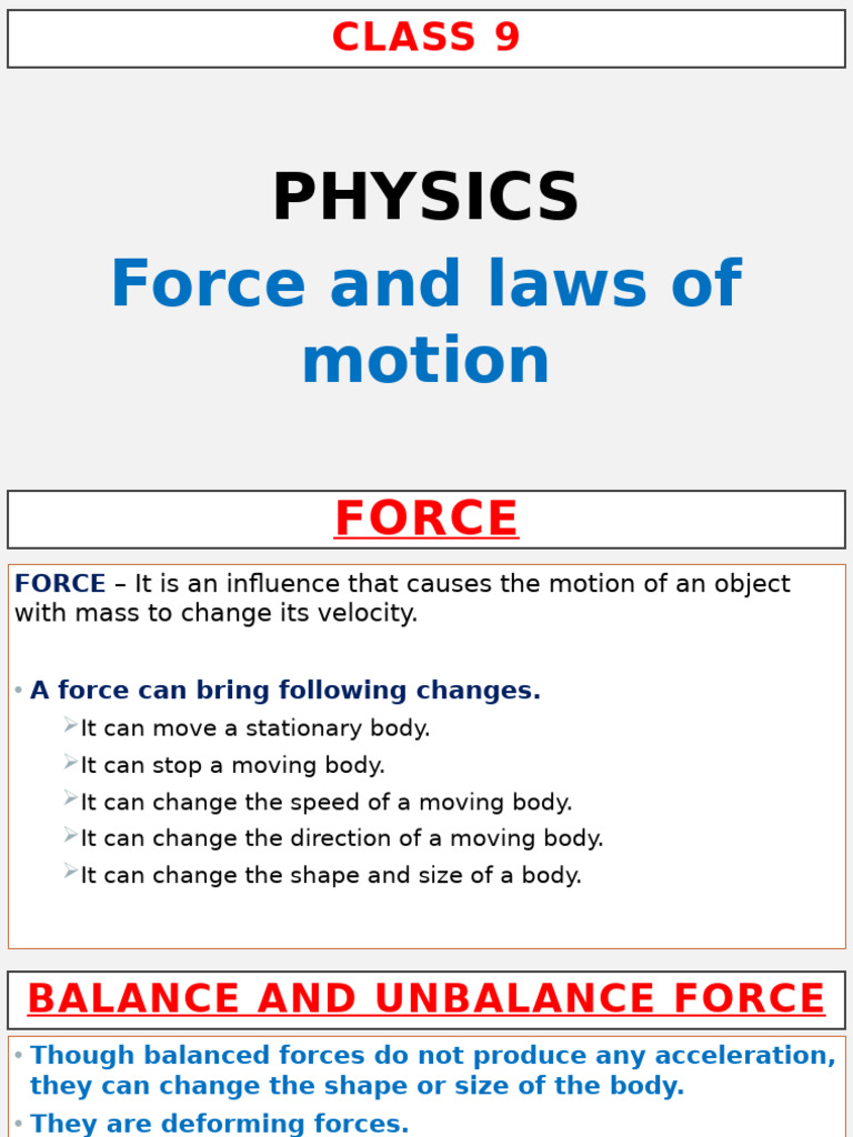 Force & Laws of Motion | PDF | Force | Inertia