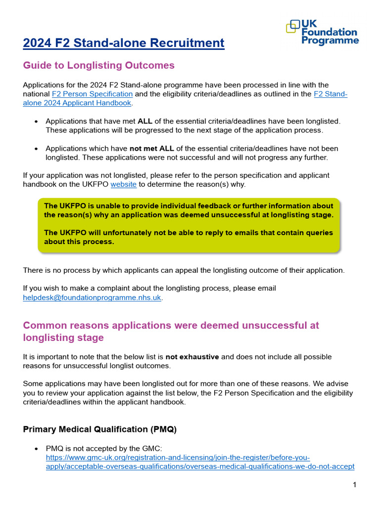 F2 2024 Longlisting Outcome Guide | PDF | International English ...