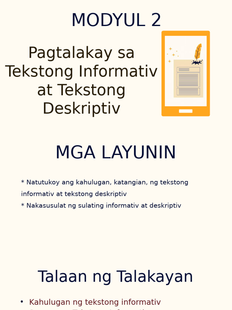 M2 Tekstong Informativ at Tekstong Deskriptiv | PDF